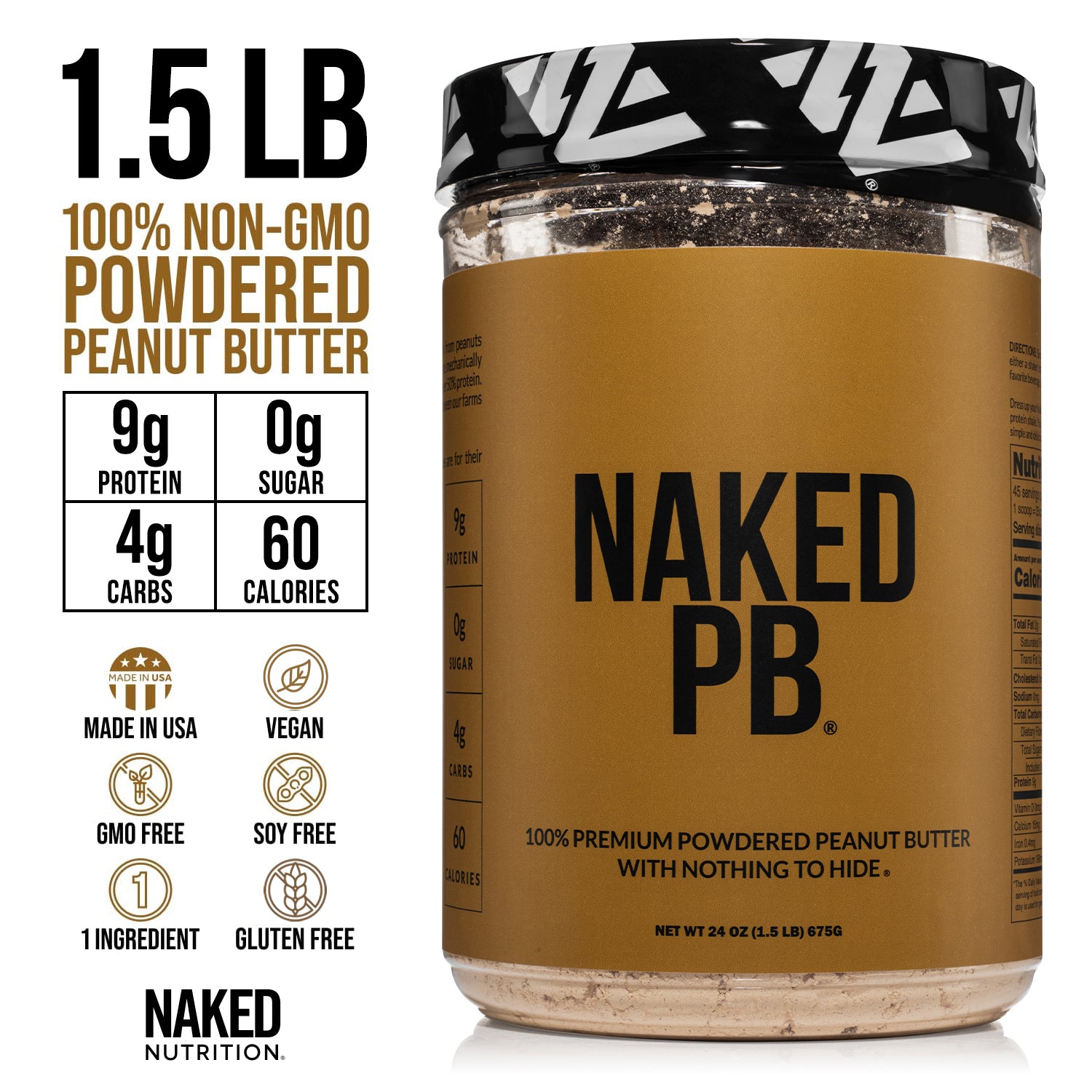 Powdered Peanut Butter 1.5LB - Premium - Naked PB