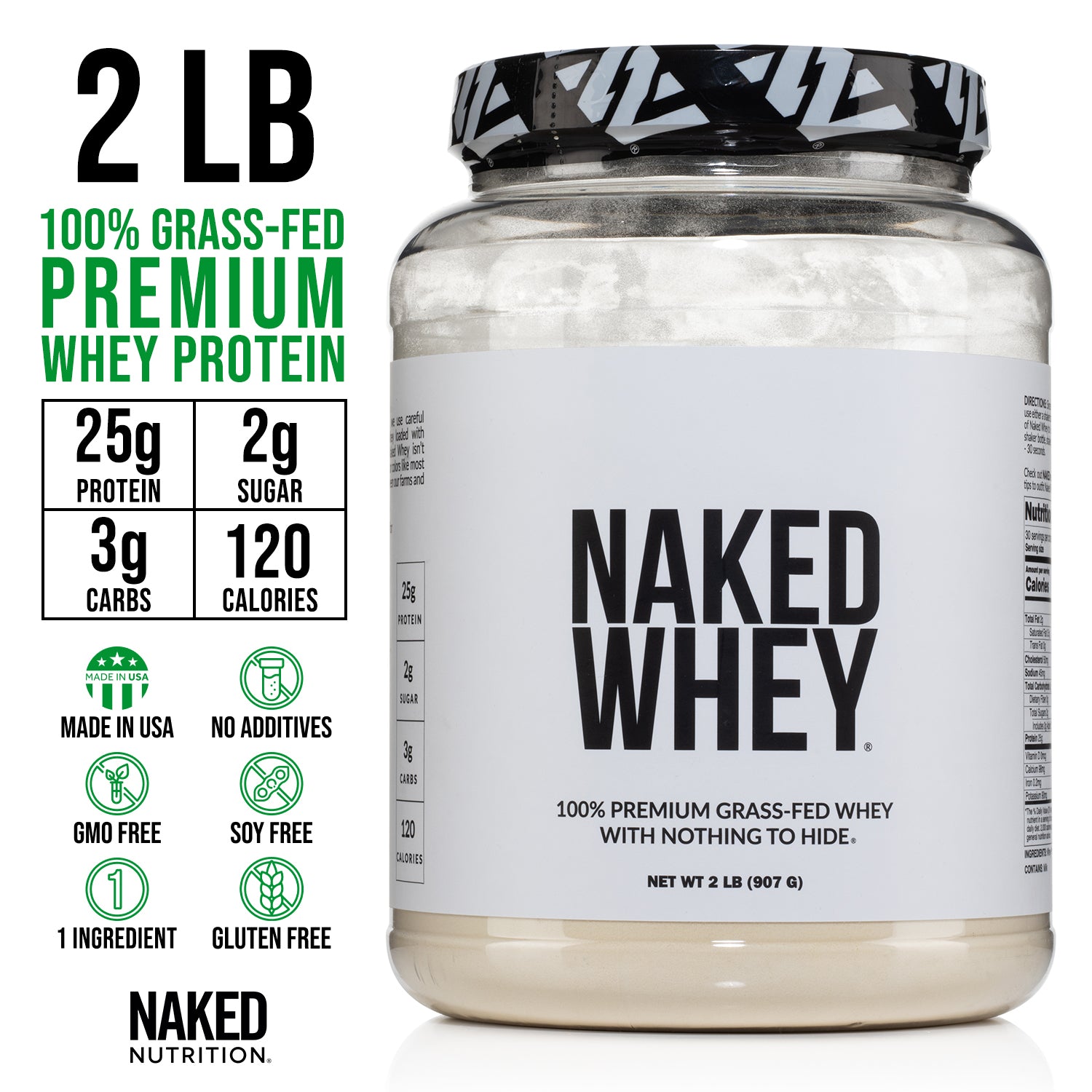 Grass-Fed Whey Protein Powder 2lb - Naked Whey