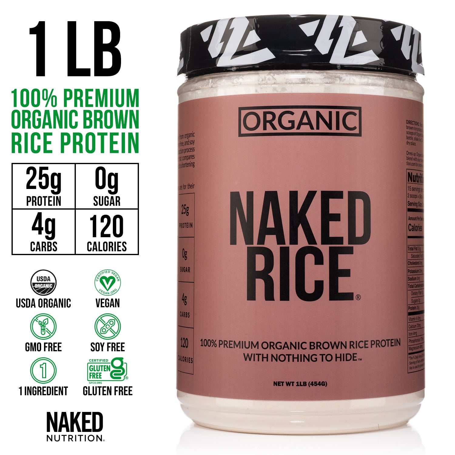 Organic Brown Rice Protein Powder 1lb | Naked Rice - 1lb – Naked Nutrition