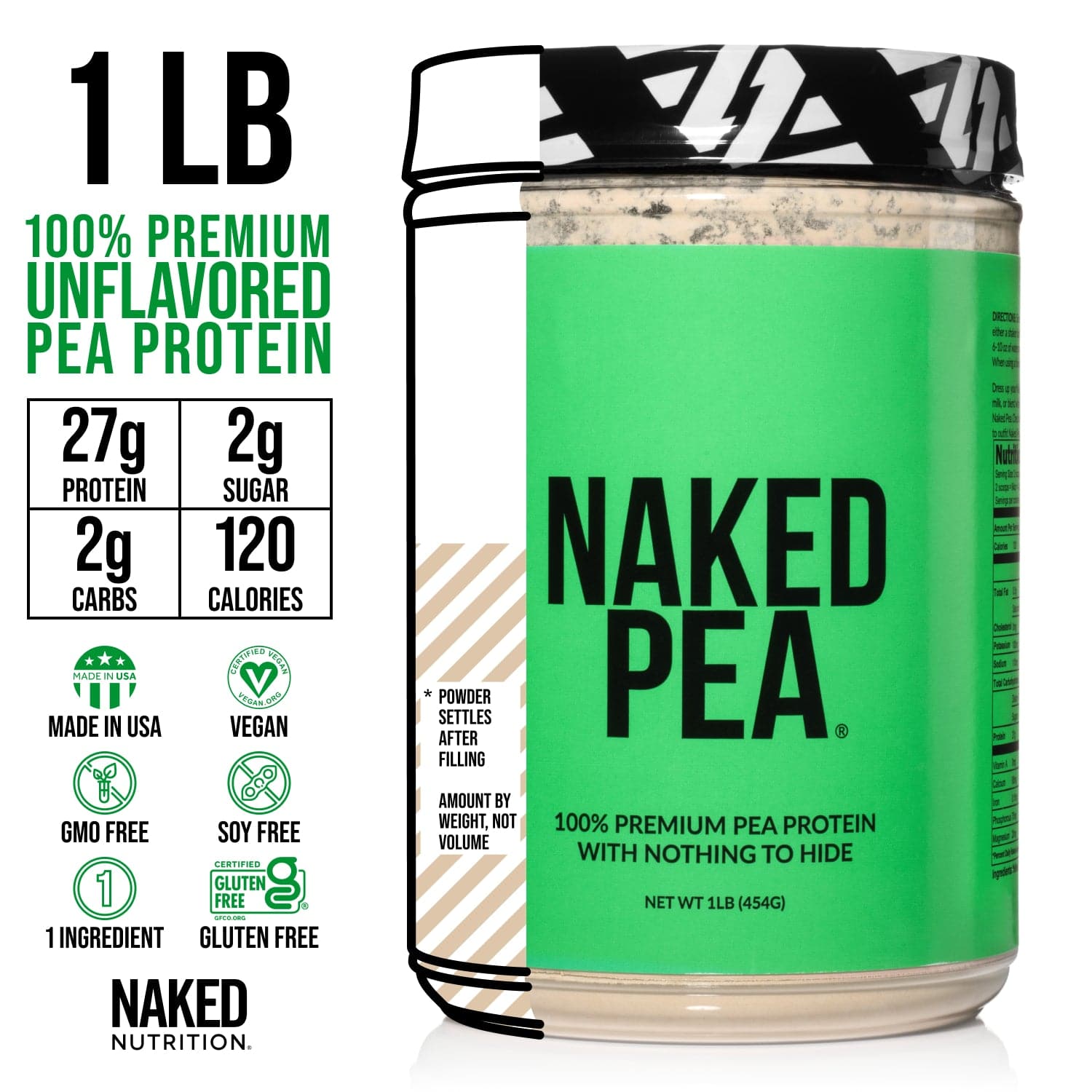 Pea Protein Powder 1lb - Vegan & Gluten Free - Naked Pea – Naked Nutrition